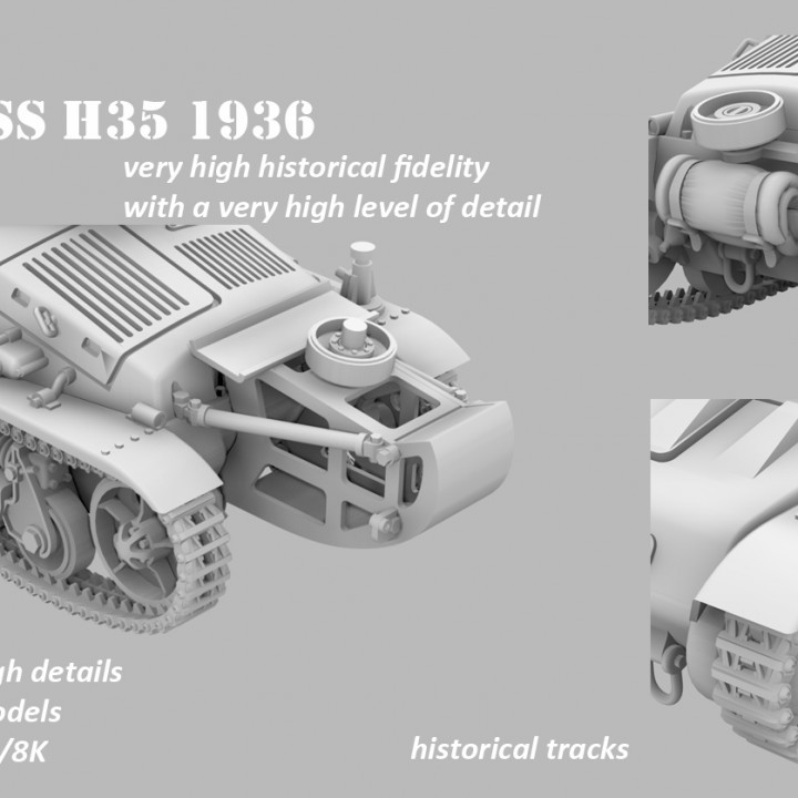 3D Printable Hotchkiss H35, 3 possible variants by Counlane Models