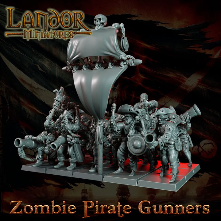 3D Printable Zombie Pirates Gunners by Landor Miniatures