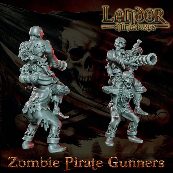 3D Printable Zombie Pirates Gunners by Landor Miniatures