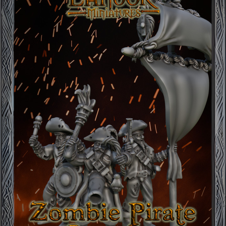 3D Printable Zombie Pirates Gunners by Landor Miniatures