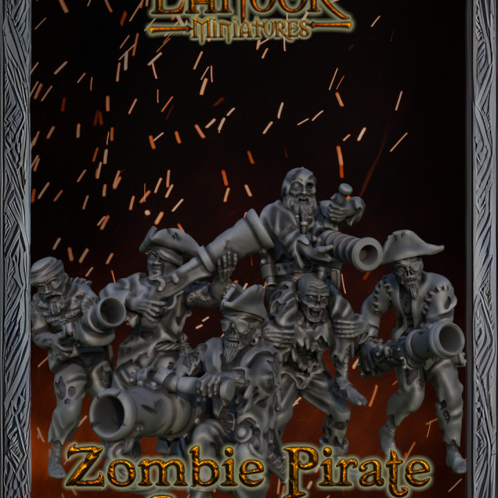 3D Printable Zombie Pirates Gunners by Landor Miniatures