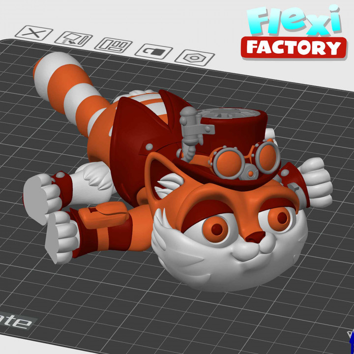 3D Printable Flexi Print-in-Place Steampunk Cat by Flexi Factory