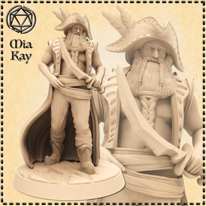 3D Printable Male Pirate Captain by M3DM