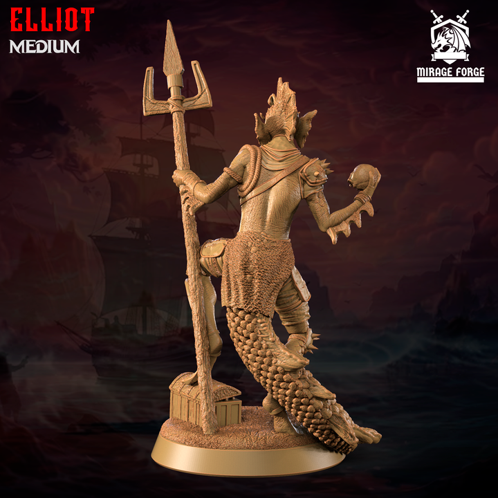 3D Printable Triton Male Fishman (Elliot) by Mirage Forge Miniatures