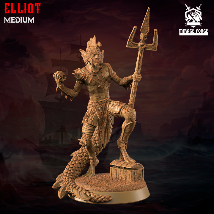 3D Printable Triton Male Fishman (Elliot) by Mirage Forge Miniatures