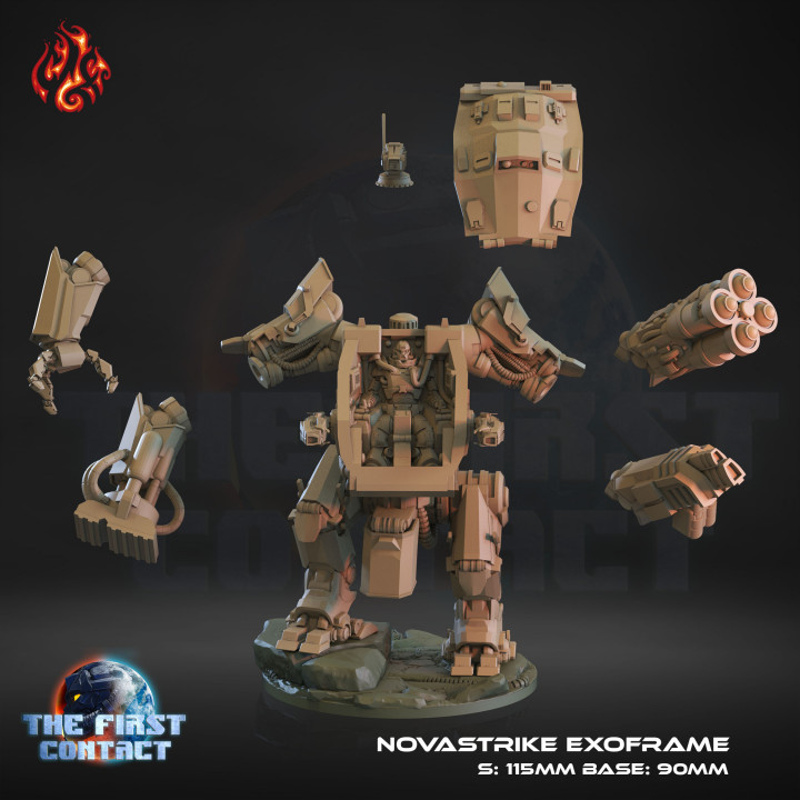 3D Printable Novastrike Exoframe Battlesuits by Crippled God Foundry