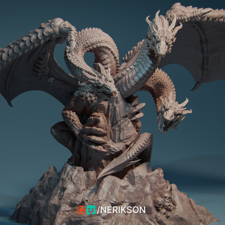 3D Printable Zmei the Three-Headed-Dragon [presupported] by Nerikson