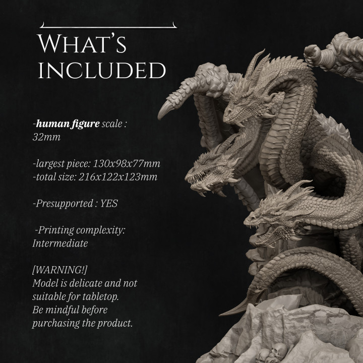 3D Printable Zmei the Three-Headed-Dragon [presupported] by Nerikson