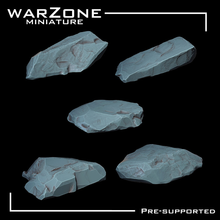 3D Printable Rocks Basing Bits Vol. 01 by WarZone Miniature
