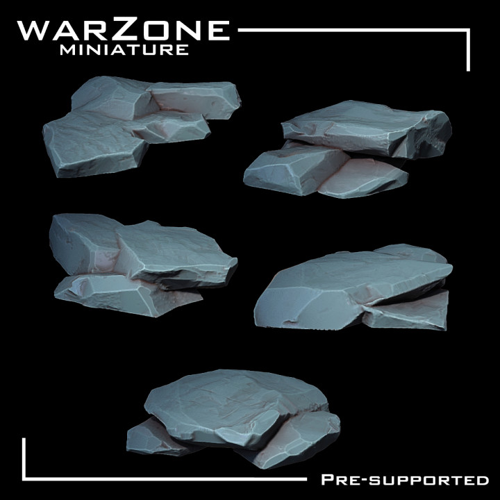 3D Printable Rocks Basing Bits Vol. 01 by WarZone Miniature