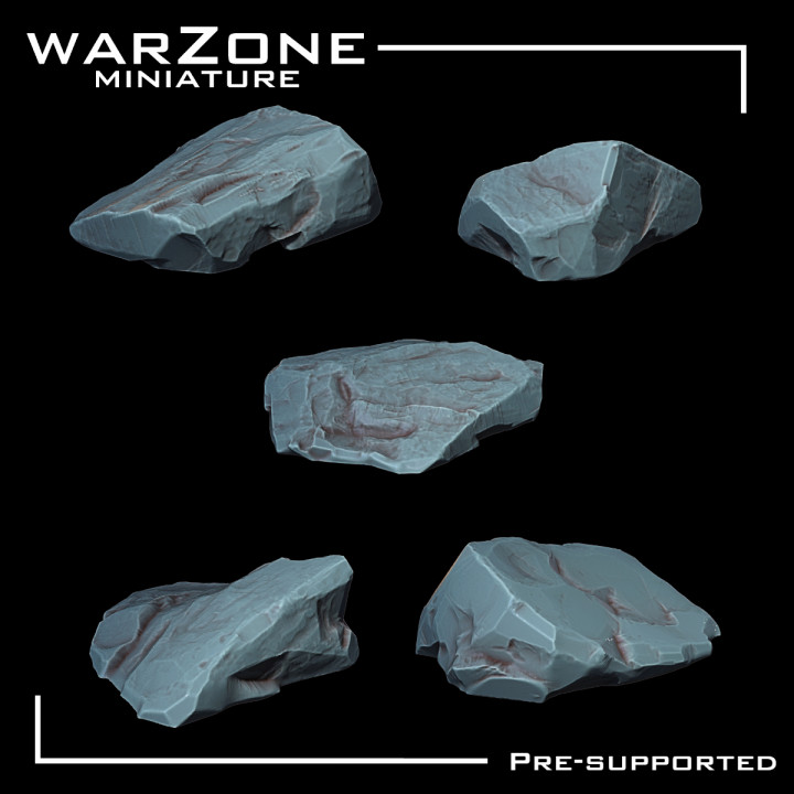 3D Printable Rocks Basing Bits Vol. 01 by WarZone Miniature