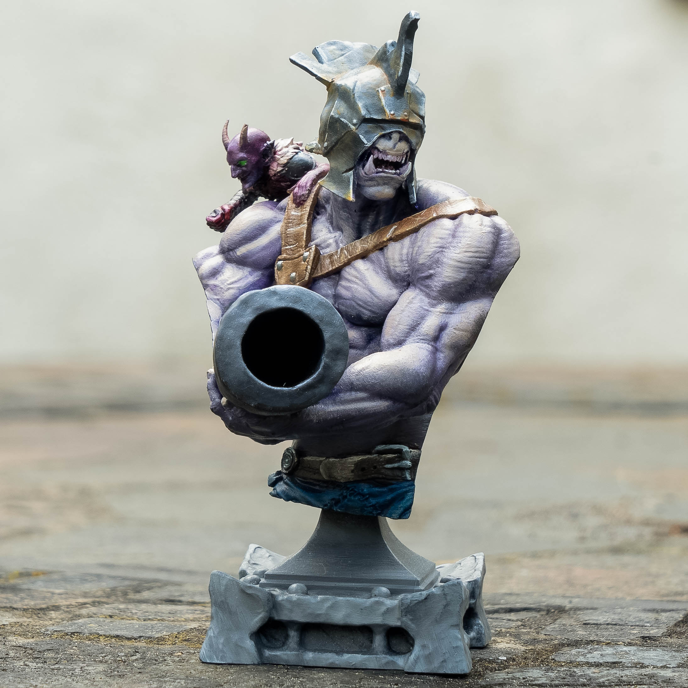 3D Printable Bust - Ogre Mortar Specialist by Witchsong Miniatures