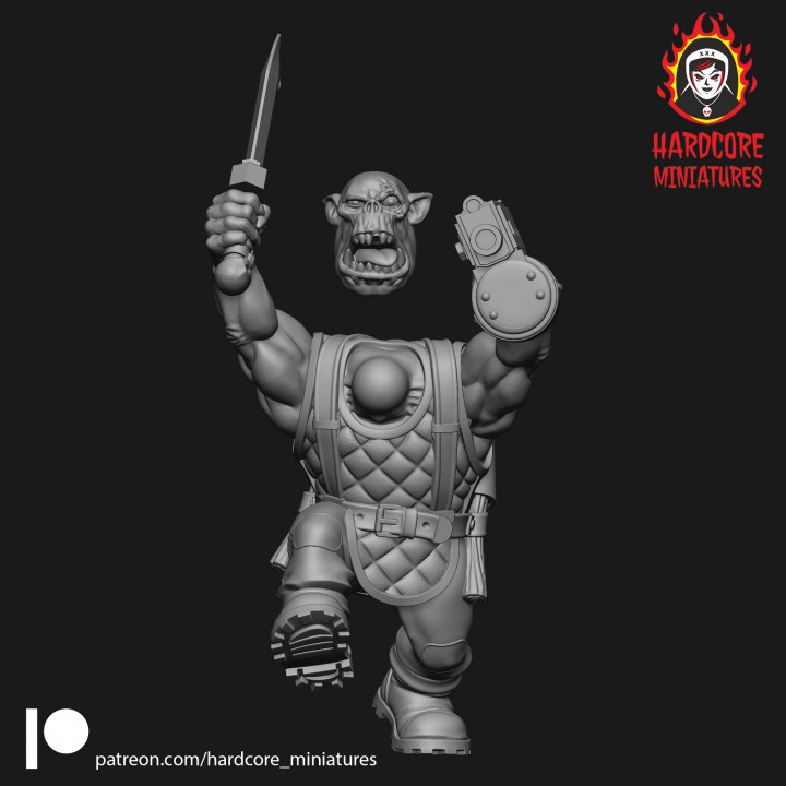 3D Printable Space Orc Crazy Boy by Hardcore Miniatures
