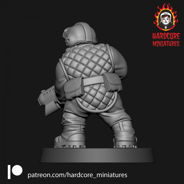 3D Printable Space Dwarf with Plasmagun by Hardcore Miniatures