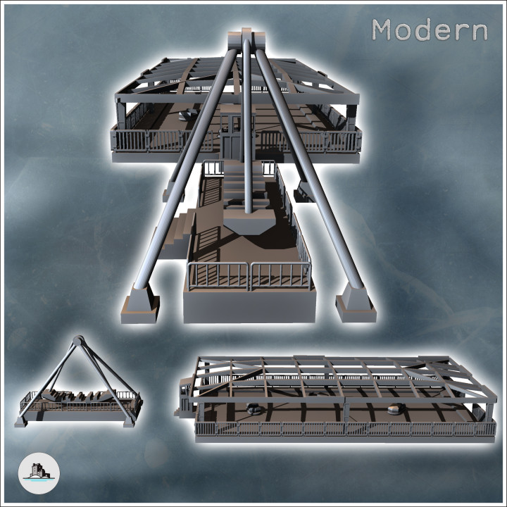 3D Printable Fairground Attractions Set with Bumper Cars and Pirate ...