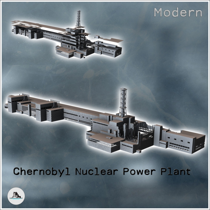 3D Printable Chernobyl nuclear power plant with open reactor after ...