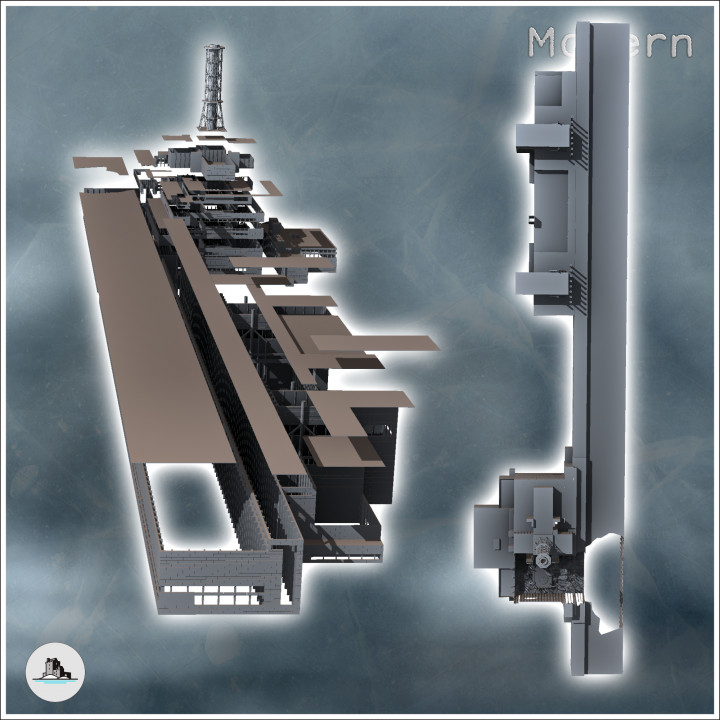 3D Printable Chernobyl nuclear power plant with open reactor after ...