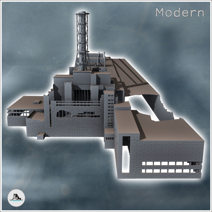 3D Printable Chernobyl nuclear power plant with open reactor after ...