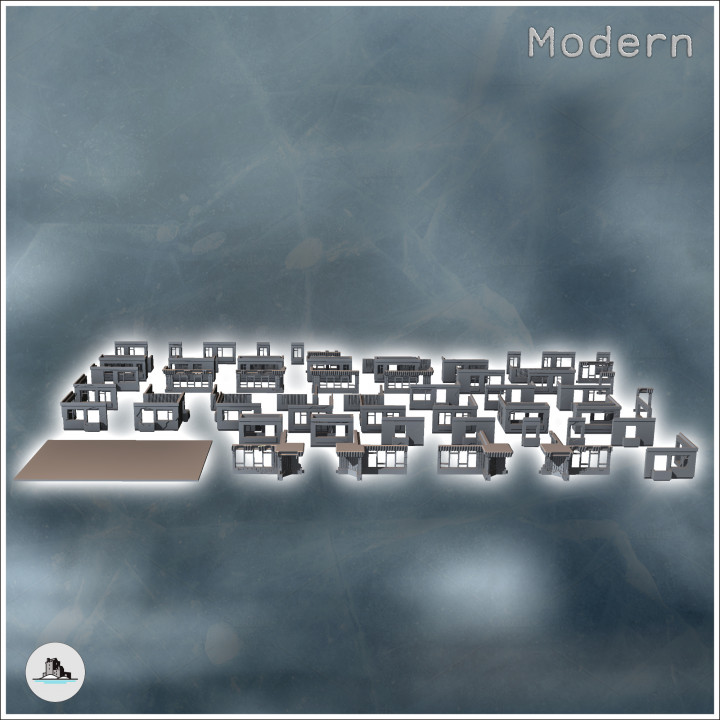 3D Printable Set of modern modular multi-storey buildings (10) - Modern WW2 WW1 World War ...