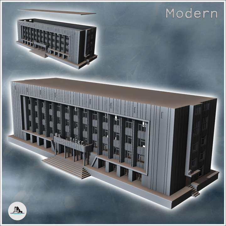 3D Printable Soviet Russian administrative building on platform with ...
