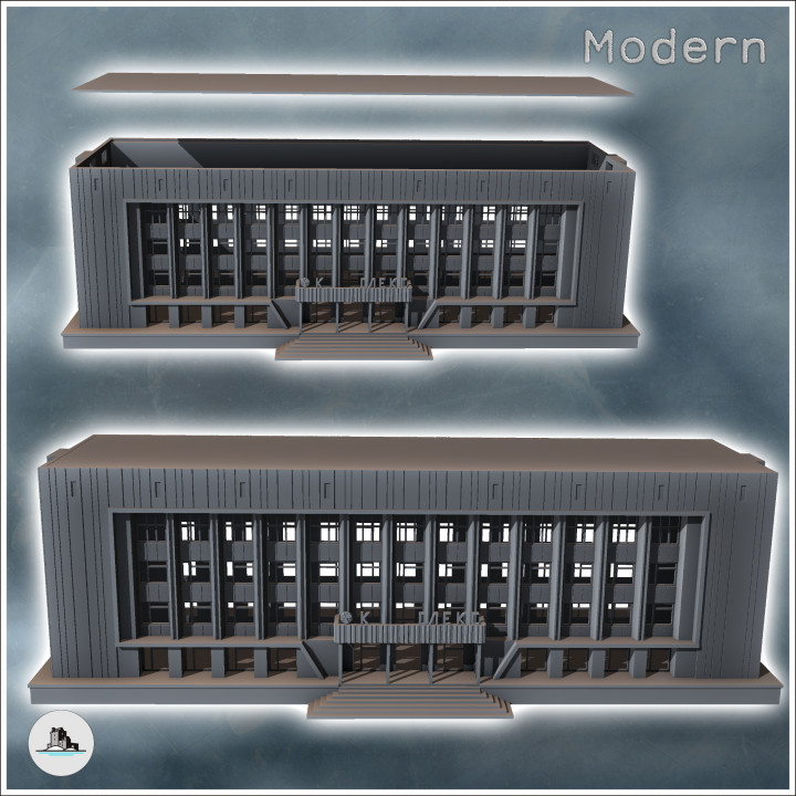 3D Printable Soviet Russian administrative building on platform with ...