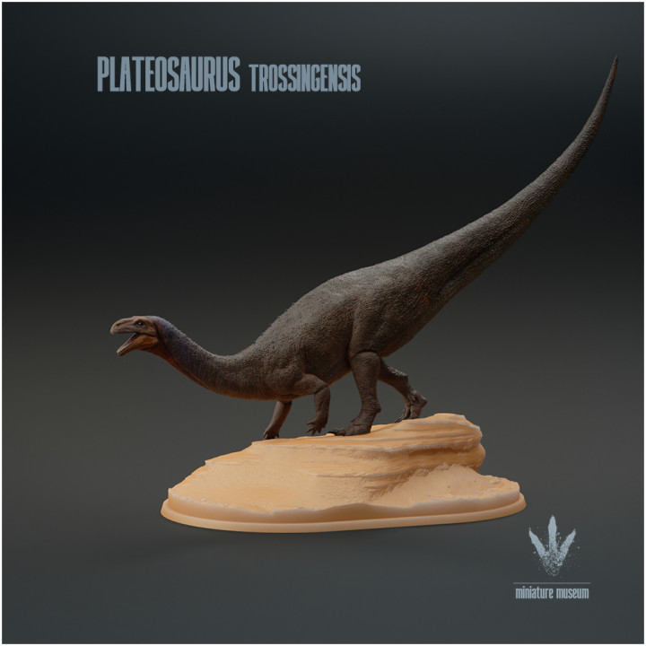 3D Printable Plateosaurus trossingensis : On a Rock by Miniature Museum