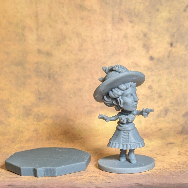 3D Printable The Lady, Cartoon Gunfighter by Knuckleduster Digital