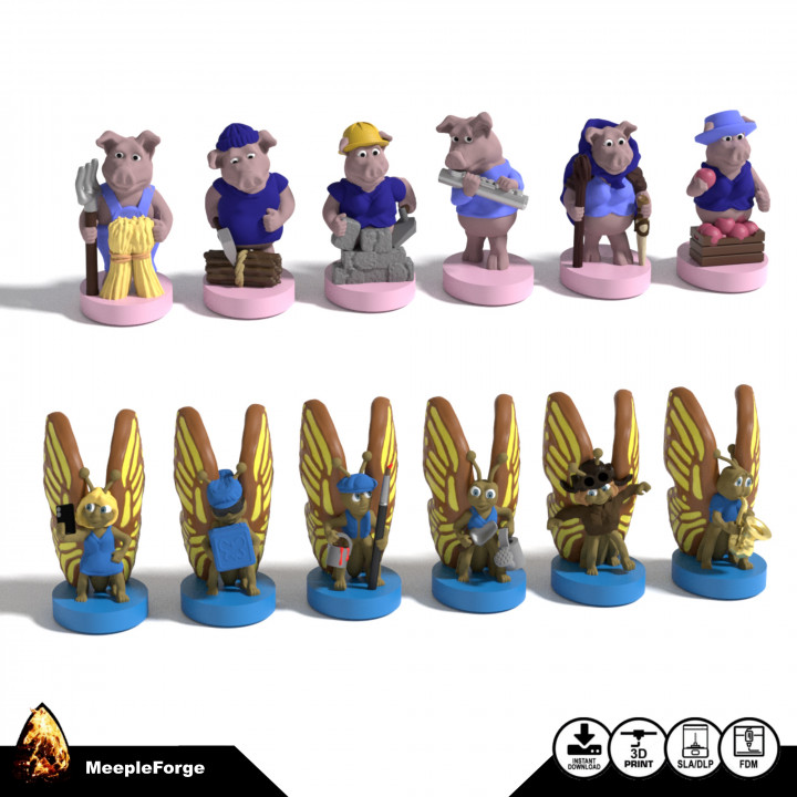 3D Printable Everdell Board Game Upgraded Critters Pigs and Butterflies ...