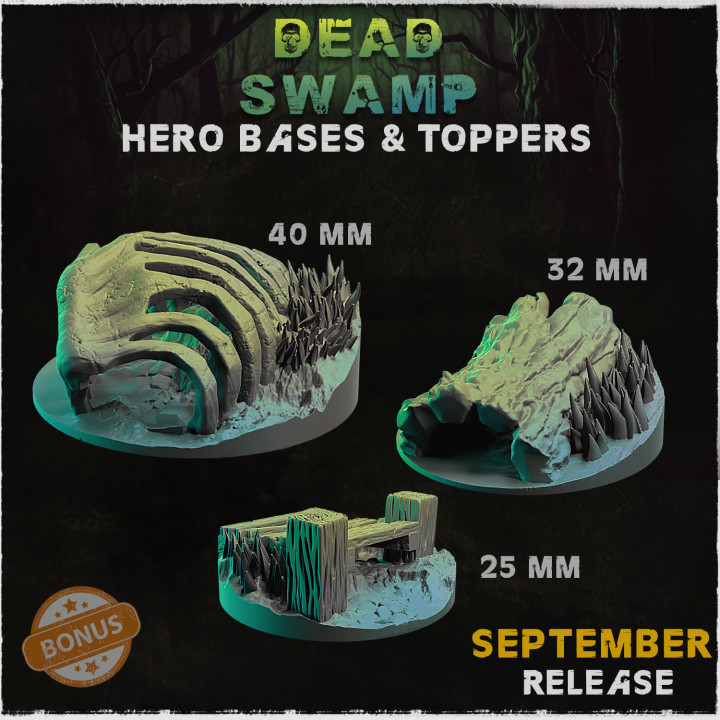 3D Printable Hero Bases & Toppers - Dead swamp by Zabavka Workshop