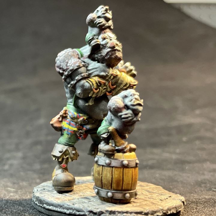 3D Printable Troll Ruffian with mini troll on barrel by Harry's 3d ...