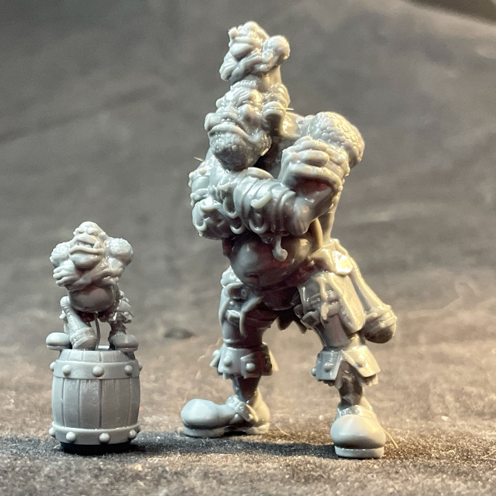3D Printable Troll Ruffian with mini troll on barrel by Harry's 3d ...