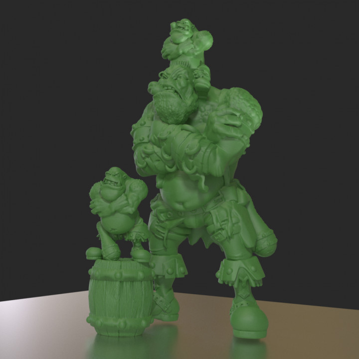 3D Printable Troll Ruffian with mini troll on barrel by Harry's 3d ...