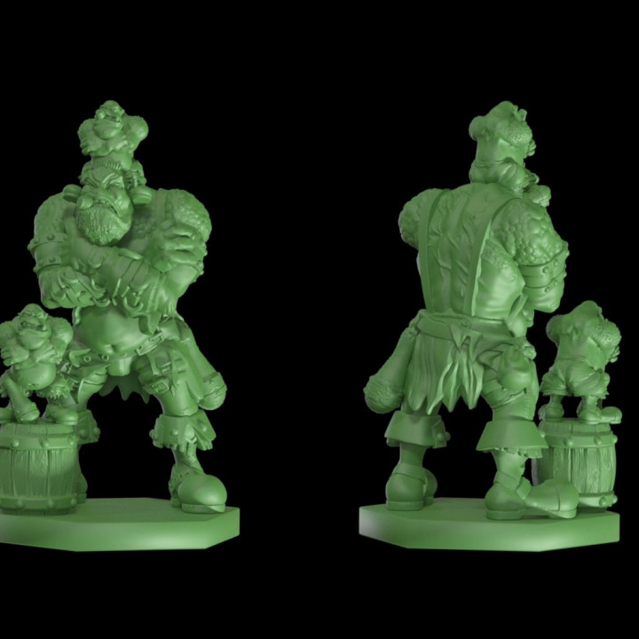 3D Printable Troll Ruffian with mini troll on barrel by Harry's 3d ...