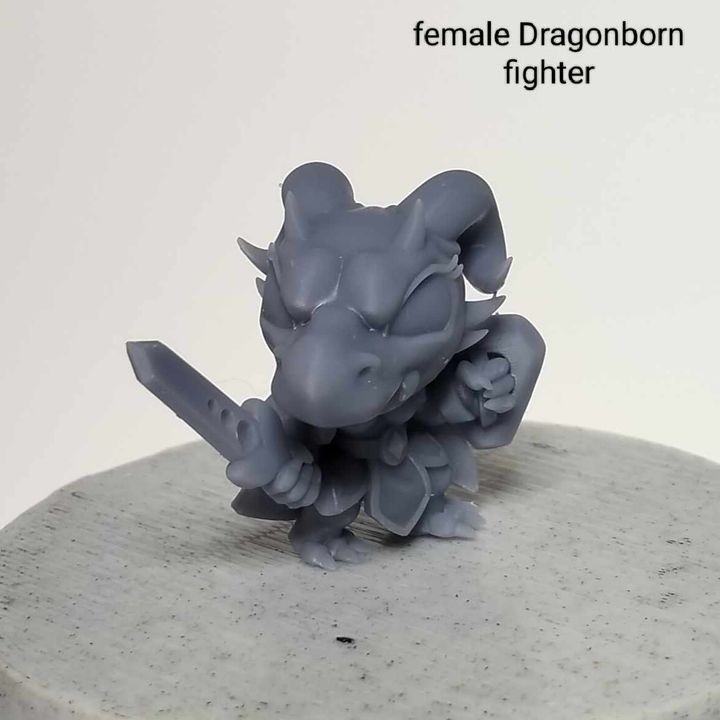 3D Print of Chibi Forge Female Dragonborn Fighter by KymMareeAU