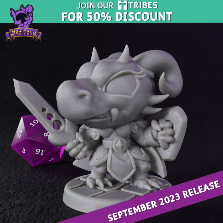 3D Printable Female Dragonborn Fighter - Chibi Forge by Titan Forge ...