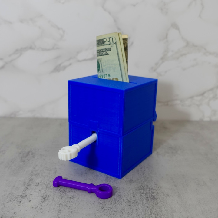 3D Printable Money Bank Box Chest (Key Lock) by MysticMesh3D