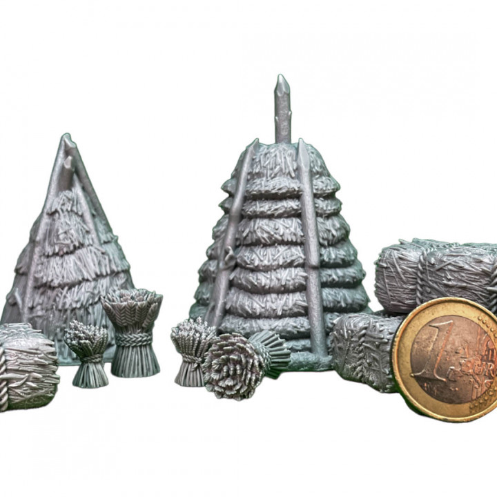 3D Printable Hayricks and stacks of hay by Tiny Furniture