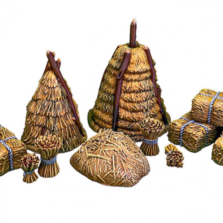3D Printable Hayricks and stacks of hay by Tiny Furniture