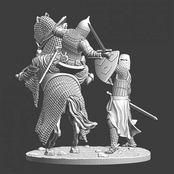3D Printable Mounted Kievan-Rus vs. Crusader Knight by Northern ...