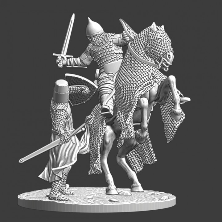 3D Printable Mounted Kievan-Rus vs. Crusader Knight by Northern ...