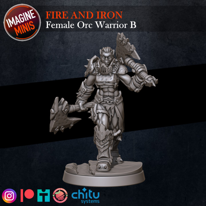 3D Printable Fire and Iron - Female Orc Warrior B by Imagine Minis