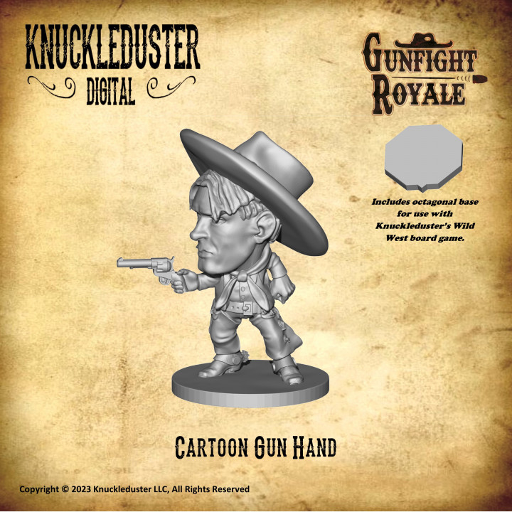 3D Printable The Gun Hand, Cartoon Gunfighter by Knuckleduster Digital
