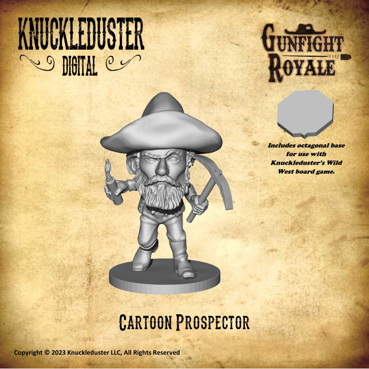 3D Printable The Old Prospector, Cartoon Gunfighter by Knuckleduster ...