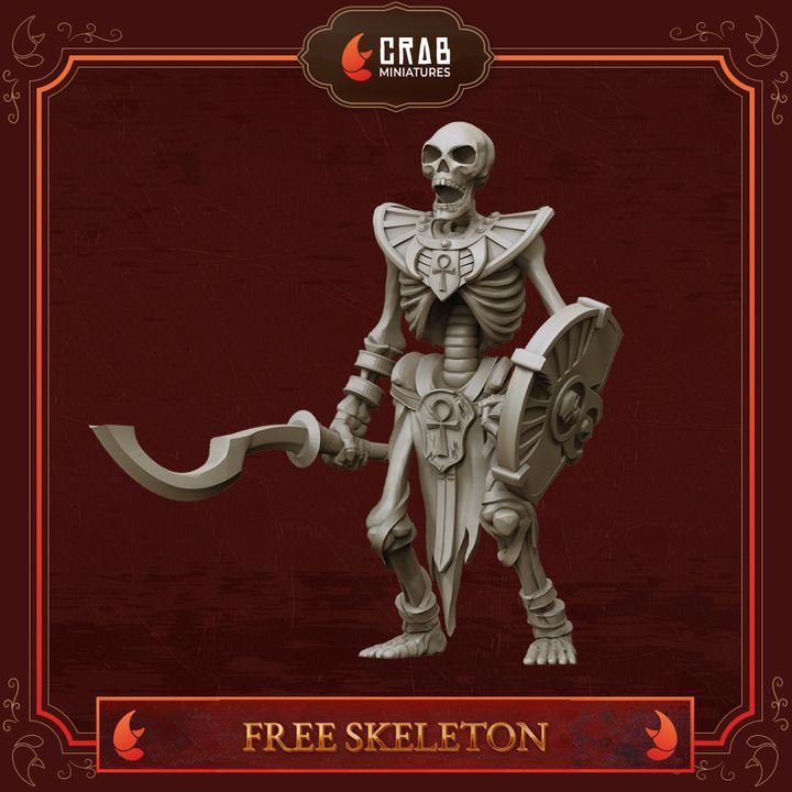 3D Printable Pharaoh's Legacy - Free Skeleton by Crab Miniatures