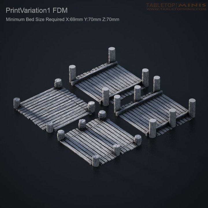 3D Printable Wooden Dock Large by TableTopMinis