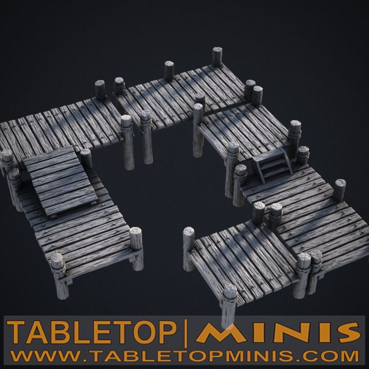3D Printable Wooden Dock Small by TableTopMinis