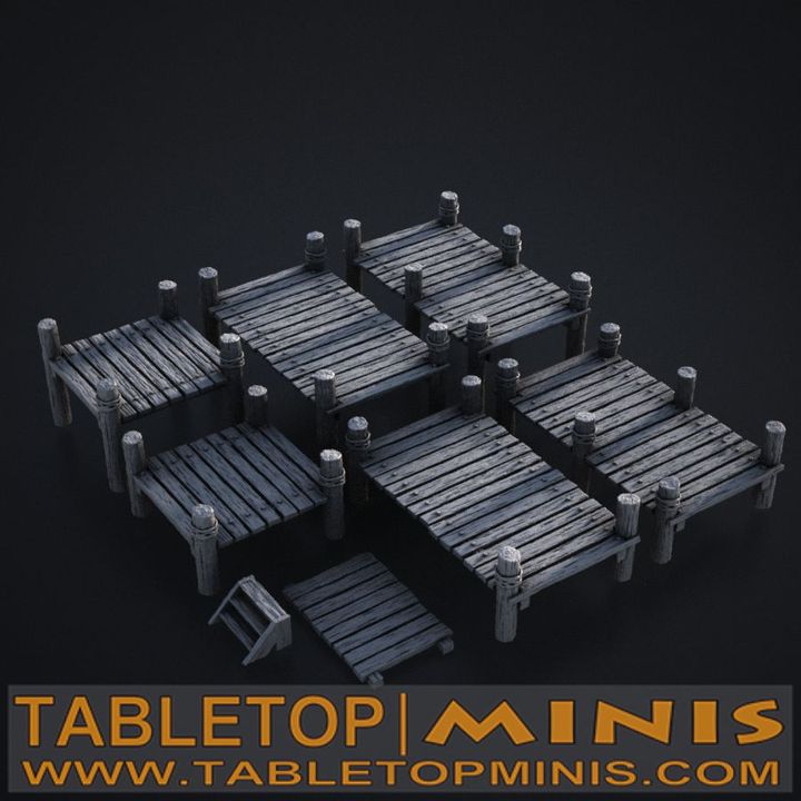 3D Printable Wooden Dock Small by TableTopMinis