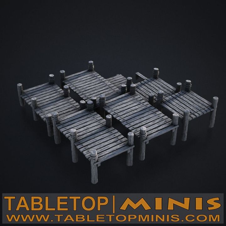 3D Printable Wooden Dock Small by TableTopMinis
