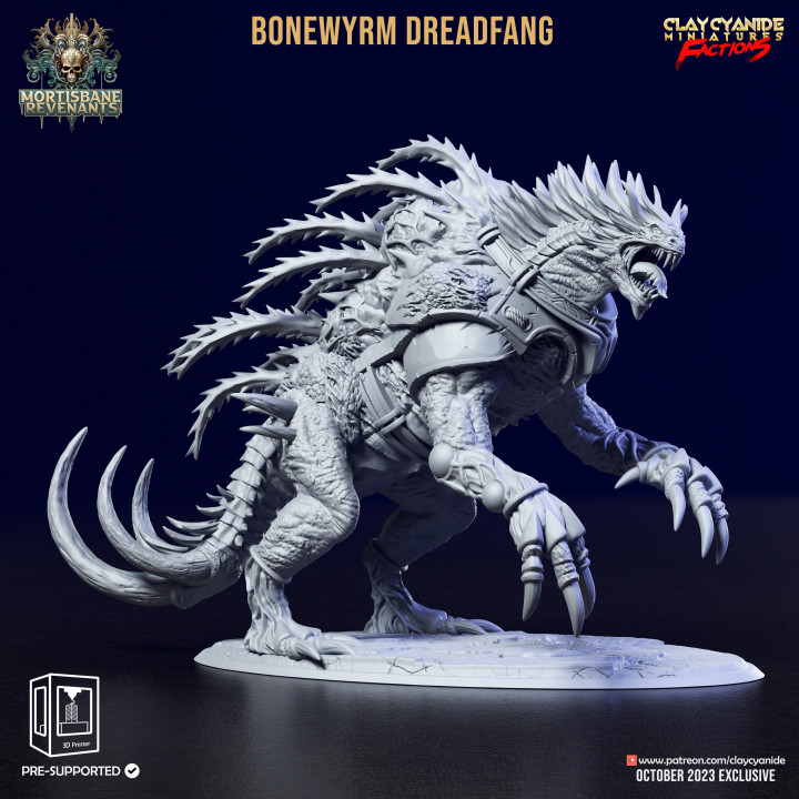 3D Printable Bonewyrm Dreadfang by Clay Cyanide Miniatures