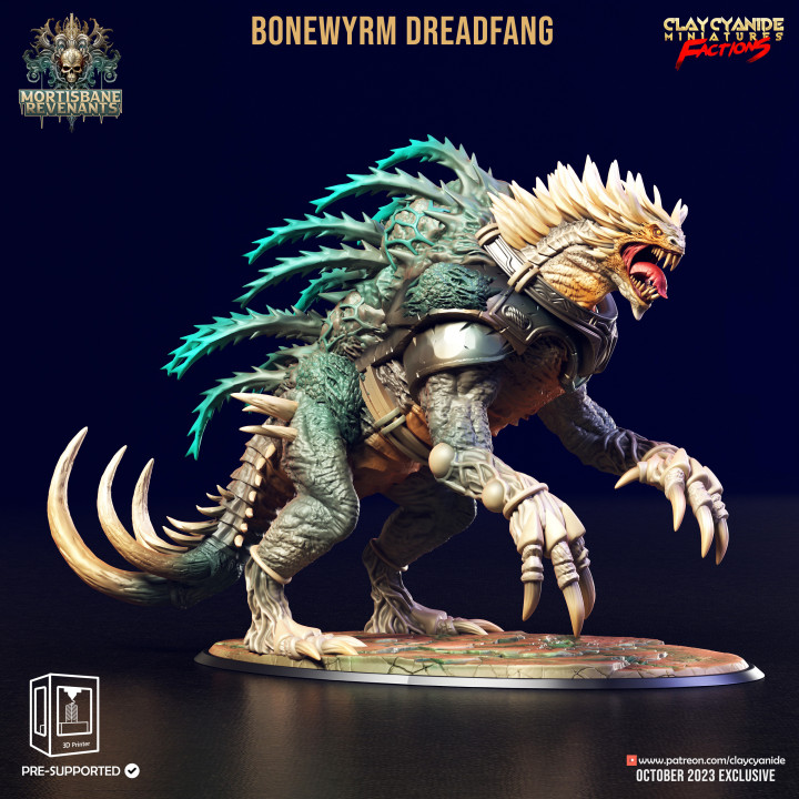 3D Printable Bonewyrm Dreadfang by Clay Cyanide Miniatures